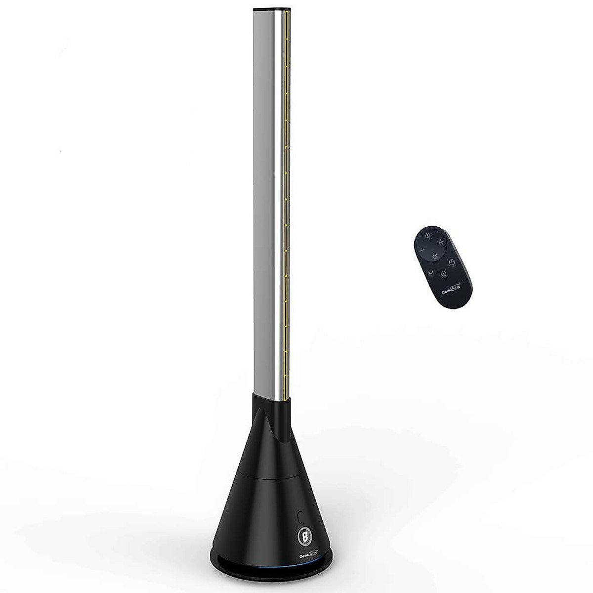 Geek Aire Fan, Oscillating Tower Bladeless Fan Works with Alexa and Google, Air Circulator Cooling Floor Pedestal Fan with 9 Speeds 8h Timer, Quiet Stand Fan with App and Remote Control for Whole Room