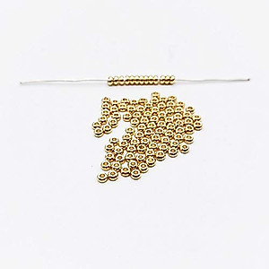 INSPIRELLE 100pcs Heishi Beads 3mm Long-Lasting Disc Brass Rondelle Spacer Beads Pale Gold Plated Flat Round Shape Jewelry Metal Spacers for Bracelet Necklace Jewelry Making