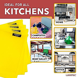 Lunatec Odor-Free Dishcloths. The Perfect Scrubber, Dish Cloth, Sponge and Scouring Pad to Clean Your Dishes, Pots & Pans, and Kitchen Gear. Ideal for Home, RV, Boat Galley and Camp Site. (4-Pack)