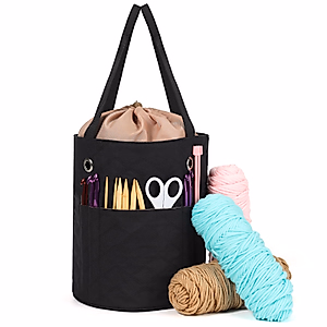 HOMEST XL Yarn Storage Tote, Tangle Free with 6 Oversized Grommets, Knitting and Crochet Organizer, Large Craft Supplies Bag with Drawstring Closure, Ripple (Patent Design)