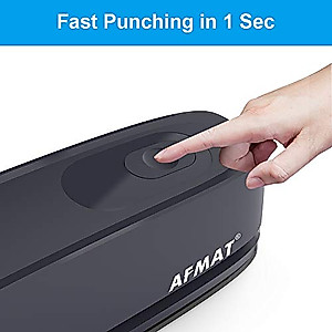 3 Hole Puncher for Paper, AFMAT Electric Hole Punch 3 Ring, 20-Sheet Paper Punch, AC or Battery Operated 3 Hole Puncher, Effortless Punching, Long Lasting Paper Punch for Office School Studio, Gray