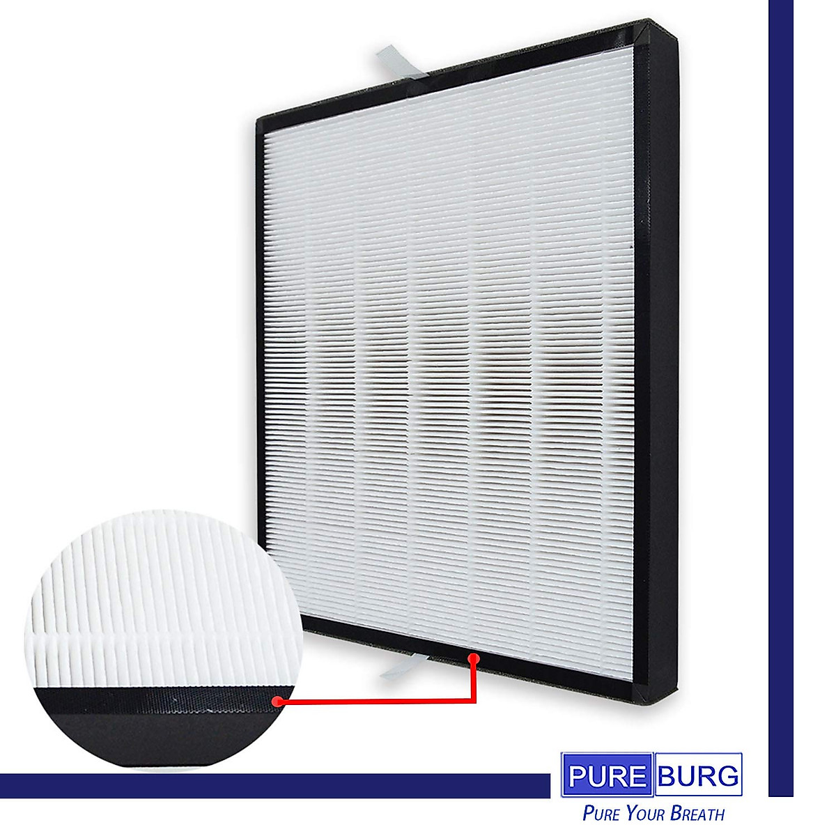 PUREBURG FLT5900 True HEPA Replacement Filter Set Compatible with GermGuardian AC5900WCA Air Purifier,Part Numbers FLT5900,Filter J, H13 Activated Carbon,1-Pack