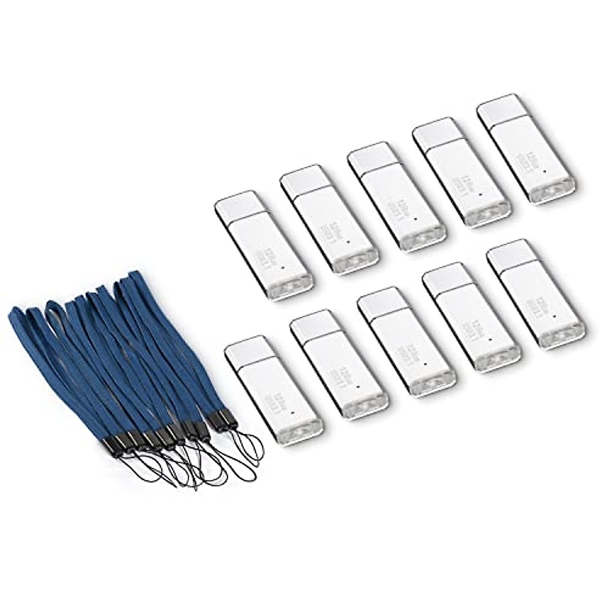 128GB USB 3.1 Flash Drive Bulk 10 Pack Multipack Bundle with Lanyard Reading 100MB/s Writing 45MB/s Thumb Drive Set with Led Light Memory Stick Zip Drive USB Drive Jump Pen Drive for Data Storage