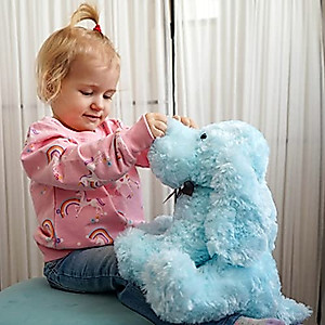 WEIGEDU Furry Poodle Puppy Dog Blue Stuffed Animal Plush Toys for Kids Boys Girls Birthday Bedtime Xmas Gift, 11.8 inches, Blue