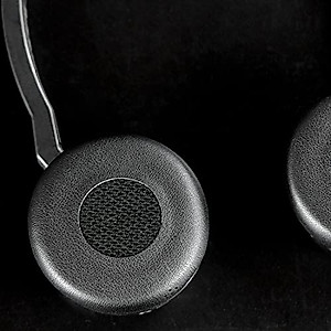 SOULWIT Earpads Replacement for Jabra Evolve 75(75UC 75MS 75SE) Stereo Wireless Bluetooth Headset, Ear Pads Cushions with High-Density Noise Isolation Foam, Softer Protein Leather