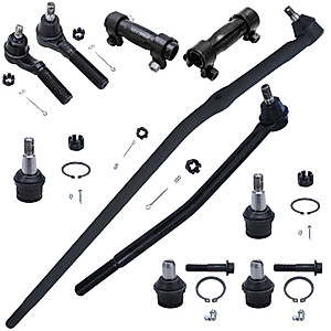 Detroit Axle - Front 10pc Suspension Kit for Ford E-250 Econoline E-350 Club Wagon Super Duty [For Vehicles with Single Rear Wheels], 4 Ball Joints 2 Adjustment Sleeves 4 Tie Rods Replacement