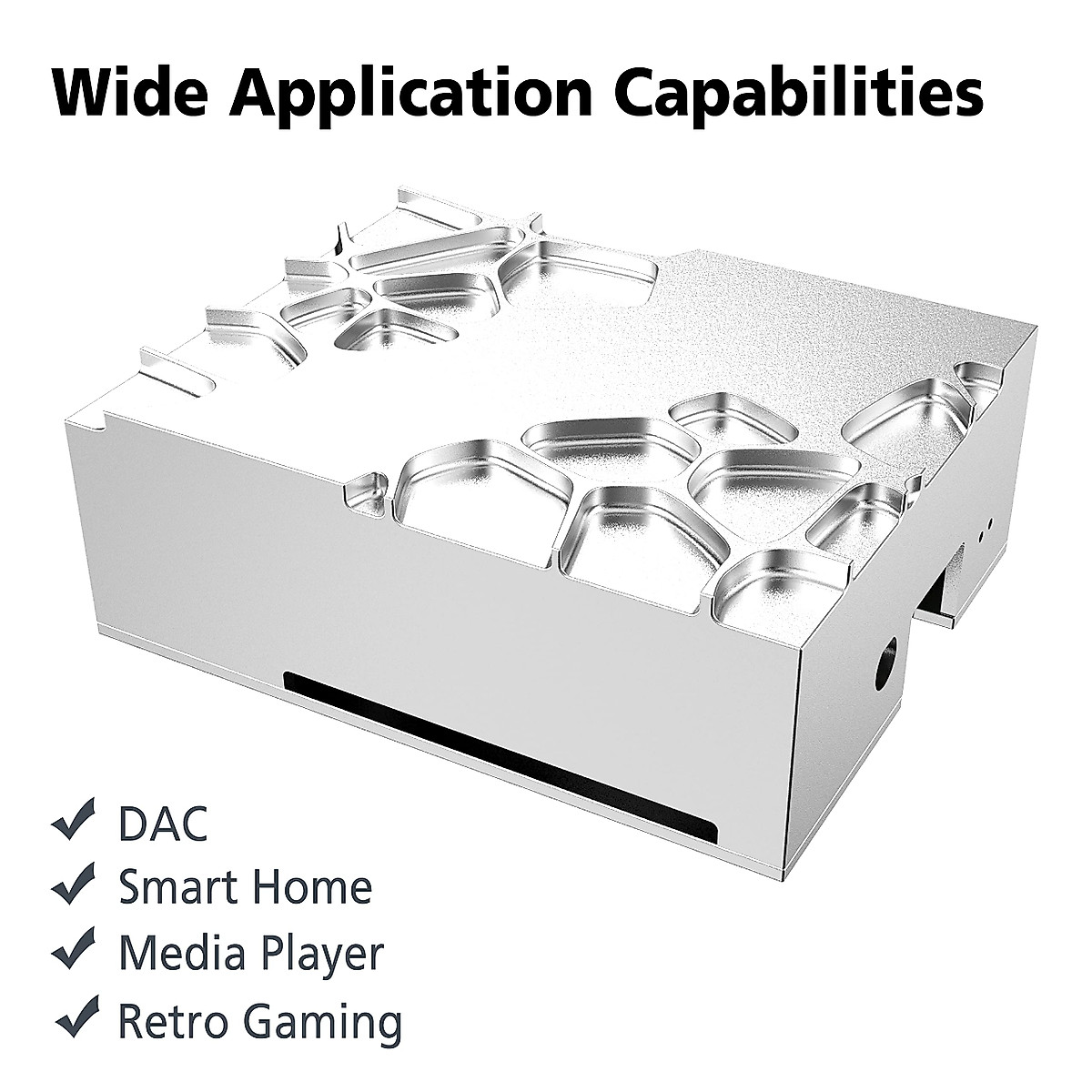 Akasa Gem Pro, Pure Aluminum Raspberry Pi 4 Case, Heavy Duty Pi 4 Heatsink, Ultra Quiet Passive Cooling Raspberry Pi Housing, Supports Raspberry Pi 4 Model B, Silver, A-RA09-M2S