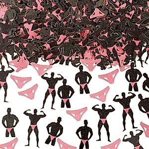 Whaline 300Pcs Bachelorette Party Table Confetti Funny Male Confetti Black Pink Table Centerpiece For Bridal Shower Party Decoration