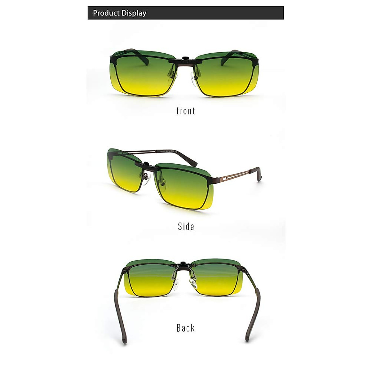 UpaClaire Night Driving Glasses Clip-On Polarized Glare-Free, High Definition Vision Super Light