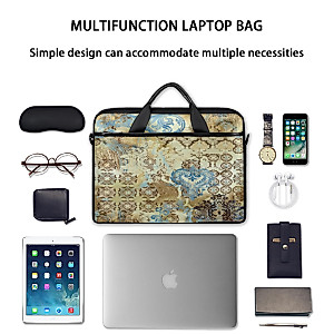 Floral Palace Motifs Laptop Computer Bag Waterproof Shoulder Messenger Bag 13-15 inch Durable Laptop Tote Bag with Shoulder Strap Handle Lightweight Crossbody Briefcase