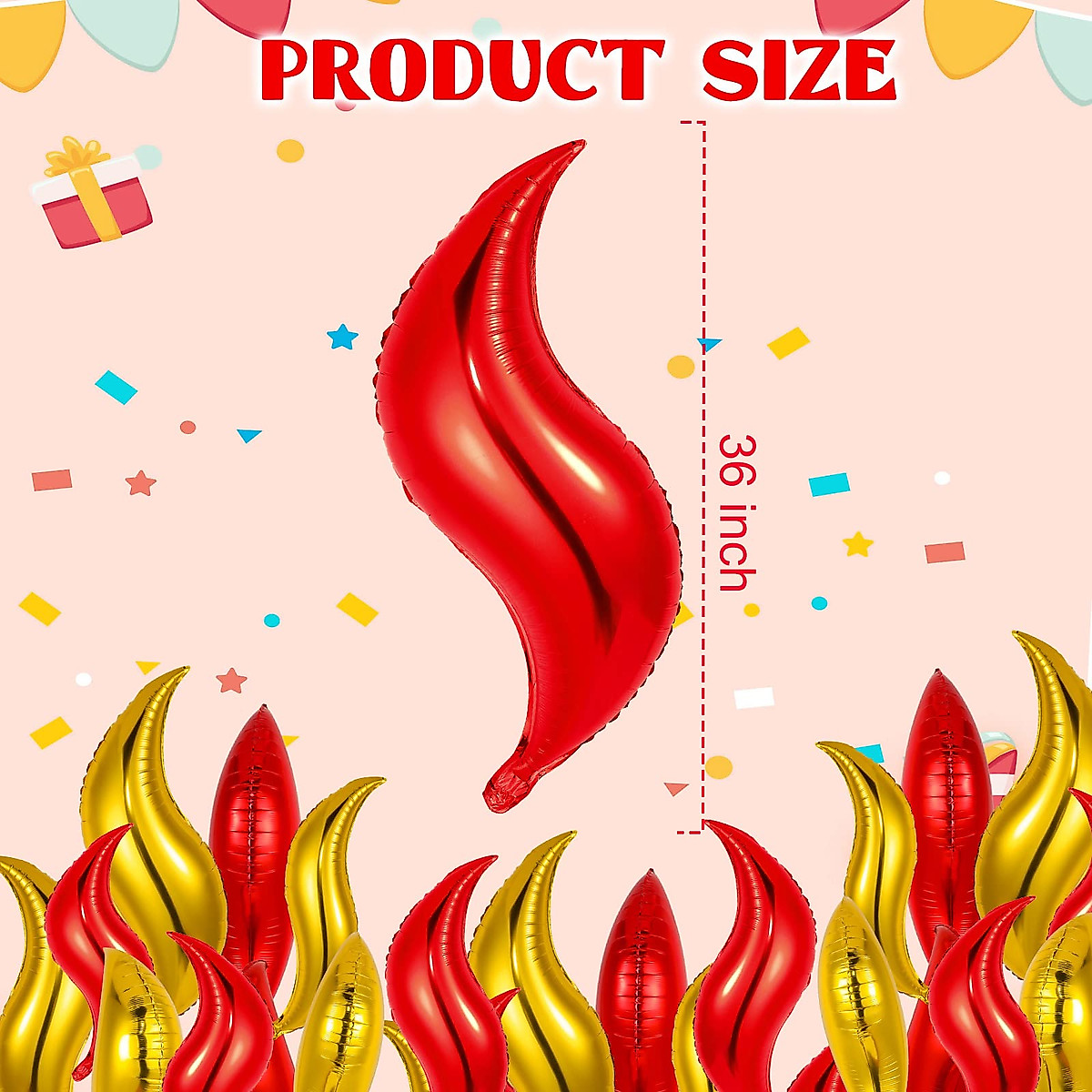 36 Inch 10 Pcs Fire Balloons Extra Large Fire Truck Balloons Flame Balloons Firefighter Birthday Party Decorations Fake Campfire for Hunting Fireman Party Supplies