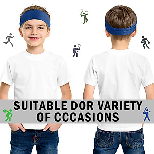 Zhanmai 8 Pieces Boys Headbands Athletic Sweatbands Kids Sports Wicking Headbands Breathable Headbands Elastic Sweat Headband Girls Boys for Football Basketball Running Exercise(Camo and Plain)