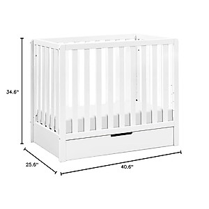 Carter's by DaVinci Colby 4-in-1 Convertible Mini Crib with Trundle Drawer in White, Greenguard Gold Certified, Undercrib Storage