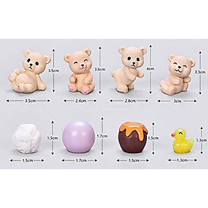 Miniature Bear Figurines, 8 Pcs Mini Bears with Jars Bear Figurines Model Cake Toppers Fairy Garden Accessories for Micro Landscape Plant Flower Pots
