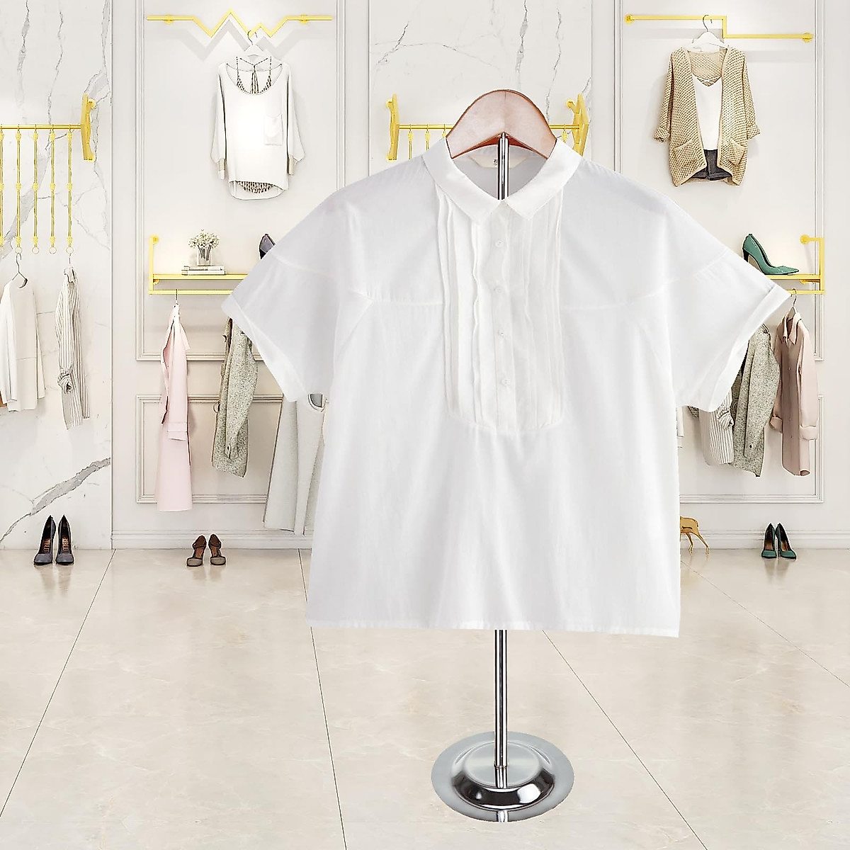 Lxmxgk Adjustable Adult T Shirt Display, Flexible Shoulder Stand, Coat Hanger Stand, Metal Clothing Display Rack Portable T Shirt Display Stand for Vendors, Garment Coat Holder for Retail Vendor(15in)