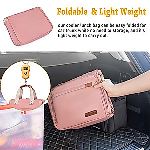 Womens Cooler Bag 22qt Collapsible Pink Soft Sided Car Cooler, 36 Can Lunch Cooler, Large Portable Leakproof Lunch Tote Bag Wine Cooler for School, Travel, Beach, Camping, Picnic, Fishing, Floating