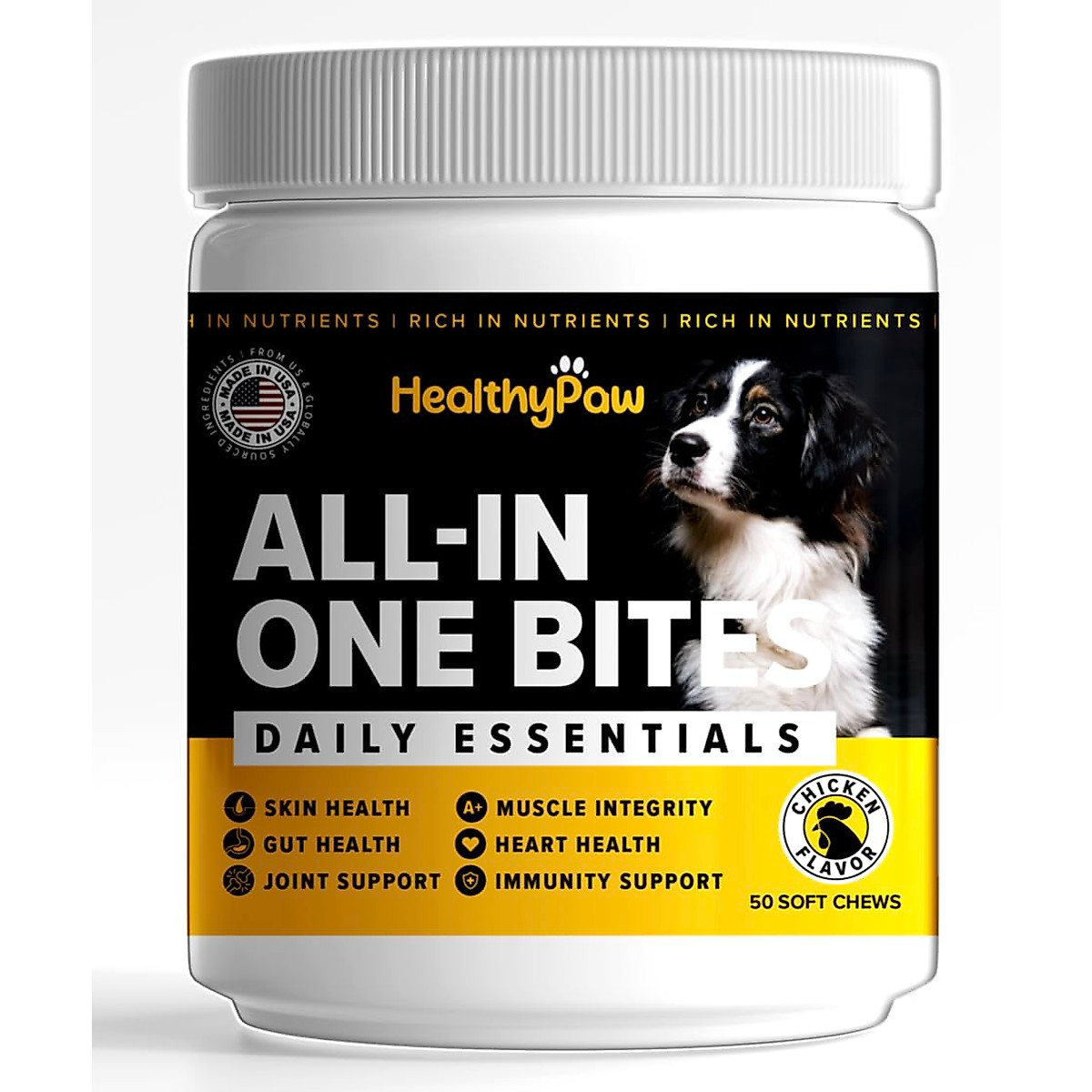 All-in-one Multifunctional Supplements for Dogs * Glucosamine for Joint Support * Immune Health *Antioxidants * Anti-inflammatory *Heart Health *Skin and Coat Health