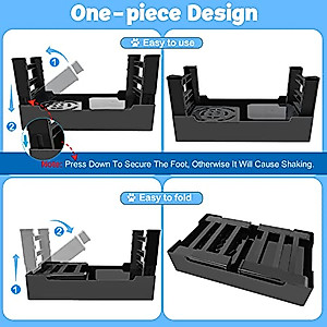 ikuso 2-in-1 Elevated Slow Feeder Dog Bowls 4 Height Adjustable Raised Dog Bowls with No Spill Water Bowl and Non-Skid Silicone Mat Non-Toxic Slow,Mess Proof,Non-Tip，Protect Dog Spine