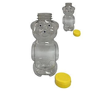 Natural Farms Pack of 3-16 oz Plastic Bear Honey Bottle Jars - Honey Squeeze Bottle Empty for Storing and Dispensing Honey