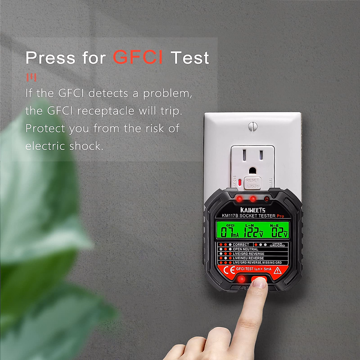 KAIWEETS Multifunction Non Contact Voltage Tester(ST100) and Outlet Tester(KM117B), Home Electricity Problem Checker
