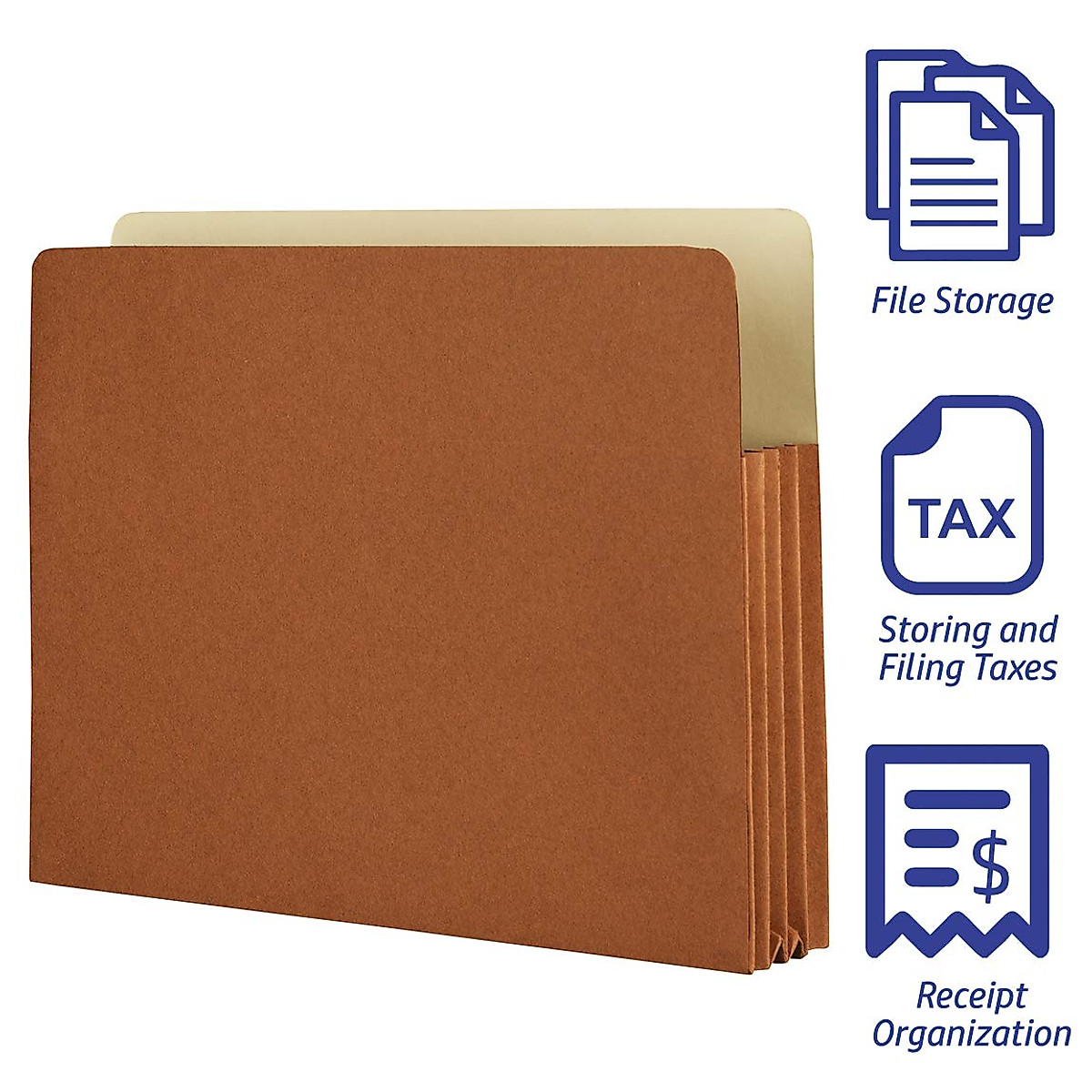 The File King Expanding Accordion File Folder | Letter Size | Box of 10 Redropes | 3.5” Expansion | Store and Organize Papers | Keep Records in One Place | Save Time Searching