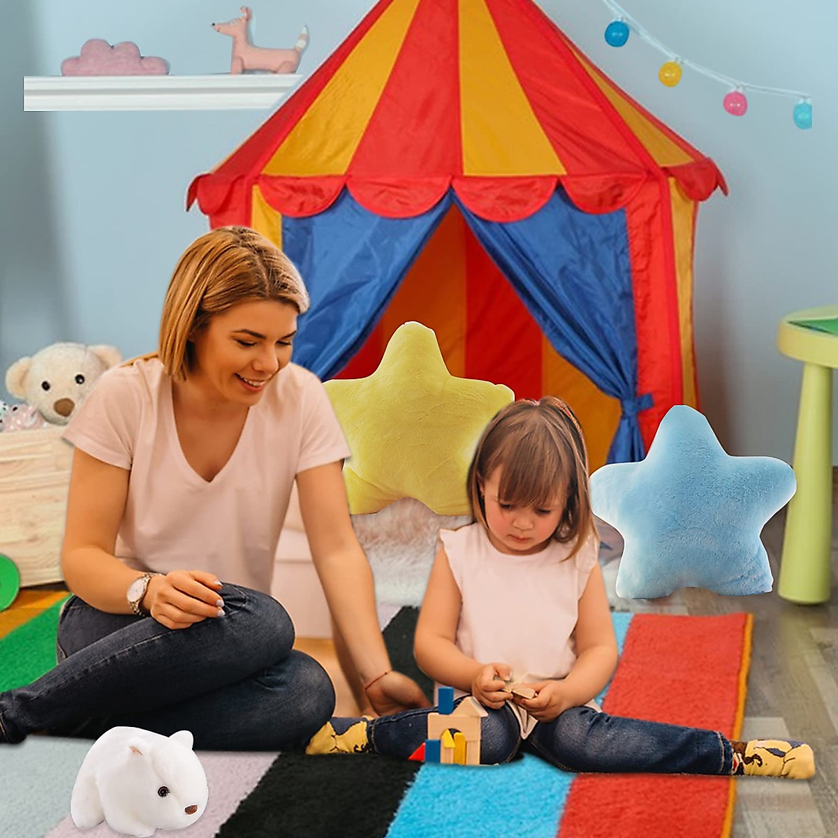 AUCOOMA Star Pillow Plush Soft Star Shaped Throw Pillows Toy Stuffed Cushion Yellow 15.7"