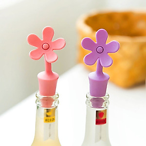 Honbay Multi-Purpose Silicone Wine Stopper Sunflower Shape Wine Bottle Stopper Perfect for Wine Champagne Beverage Beer and so on (4 PCS Set)