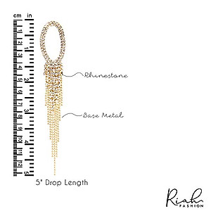 RIAH FASHION Sparkly Rhinestone Chandelier Drop Statement Earrings - Bridal Wedding Crystal Cubic Dangles Cascade, Teardrop, Fringe Tassel, Waterfall Duster (Oval Waterfall - Silver)