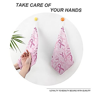 Pink Breast Cancer Awareness Bathroom Hand Towels Decorative Set Cute Highly Absorbent Face Towels for Kitchen One Size