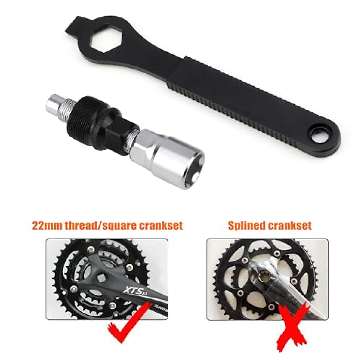 Oumers Bicycle Crank Puller Tool Set, Bike Crank Extractor+16mm Spanner Wrench+Bike Bottom Bracket Remover+Lengthen Allen Key Wrench +Square Head,Bike Repair Kit for all Cycling Enthusiasts