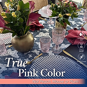 Pink Glassware Bundle- 6 x Pink Goblets and 6 x Pink Water Glasses - Vintage Glassware Collection for Parties