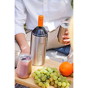 Vinglacé Stainless Steel Stemless Wine Glass- Insulated Wine Tumbler with Glass Insert and Sip Lid, 10 oz, Rose Gold