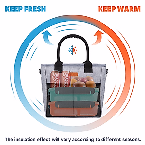 FITHOME Insulated Reusable Lunch Bag for Women/Men, Adult Thermal Tote Lunch Bag with Adjustable Crossbody Strap, Portable Leakproof Cooler Bags for Work/Picnic/Travel