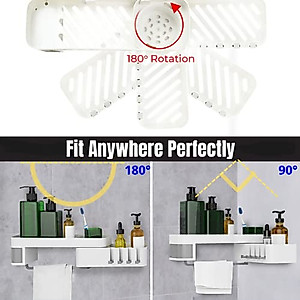 About Casa Wall Adhesive Shower Organizer, White and Grey Corner Shower Caddy, 2 Racks with drawer, hooks and towel bar, Large Storage Shelves for inside shower, bathroom