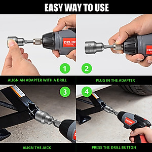 FTIHTRY 3pcs RV Socket Set, Leveling Scissor Jack Socket Drill Adapter With With 1/4" Quick Connect Shank Works With All 3/4" and 19mm Hex Drive Jacks.