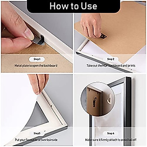 ArtbyHannah 4 Pack 10x10 Framed Blue Wall Art Set with White Frame Floral Print for Bathroom Bedroom Home Decoration