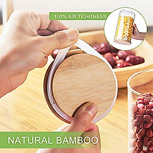 LIBWYS Pantry Glass Storage Jars with Bamboo Lids Set of 4, 135oz Airtight Food Containers Kitchen Storage Jars - Dishwasher Safe (4pack)