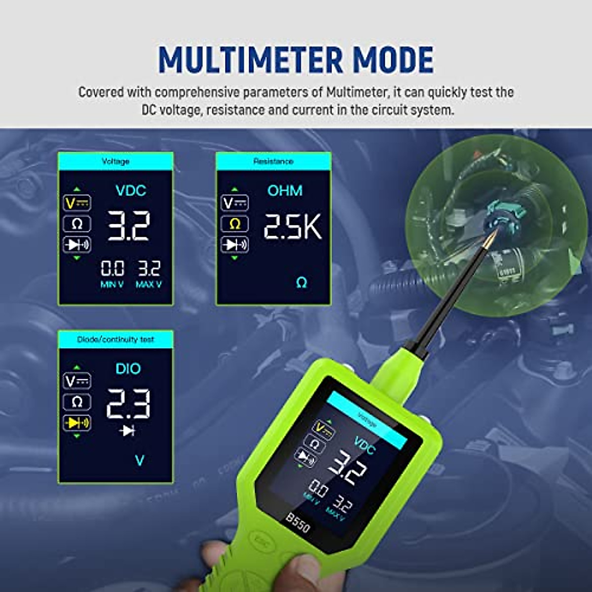 MR CARTOOL Circuit Tester B550 12V 24V Automotive Power Circuit Probe Test Voltage Activating Components Tool for Vehicle Motocycle