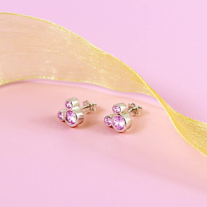 Dazlily Mouse Shape Stud Earrings 925 Sterling Silver Stud Earrings for Women Jewelry (Mouse Pink)