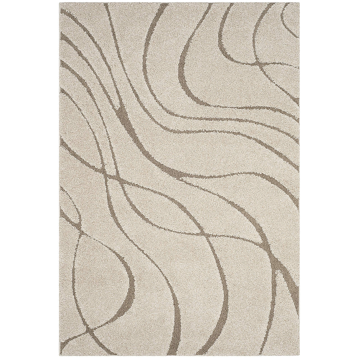 SAFAVIEH Florida Shag Collection Area Rug - 6' x 9', Cream & Beige, Non-Shedding & Easy Care, 1.2-inch Thick Ideal for High Traffic Areas in Living Room, Bedroom (SG471-1113)