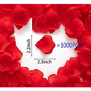 Proyatech LED Candles 24 Packs Flameless Tea Lights with 1000 Packs Artificial Rose Petals for Wedding Romantic Night Valentine's Day Decor（Warm