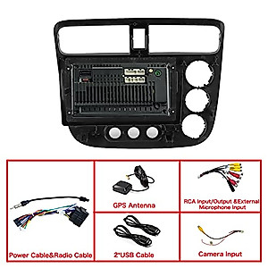 Cocheparts Car Stereo for Honda Civic Radio 2001-2005 Support Apple Carplay,Android Auto,1+32GB,WiFi/Bluetooth/Steering Wheel Control/Split Screen/GPS Navigation