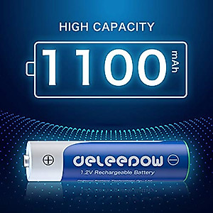 Deleepow AAA Batteries Rechargeable 1100mAh AAA Nimh Rechargeable Batteries 1200Cycles 1.2V 8-Pack with LCD USB-C and Micro USB 2 Charge Port Charger