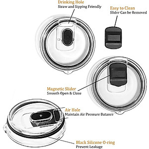 4 Pack 20 oz Replacement Lid for Yeti Lids with 4 Magnetic Slider Replacement, Magnetic Replacement Lids Compatible with Yeti 20 oz Tumbler Lid, Rambler or Old Style Rtic Coffee Tumbler