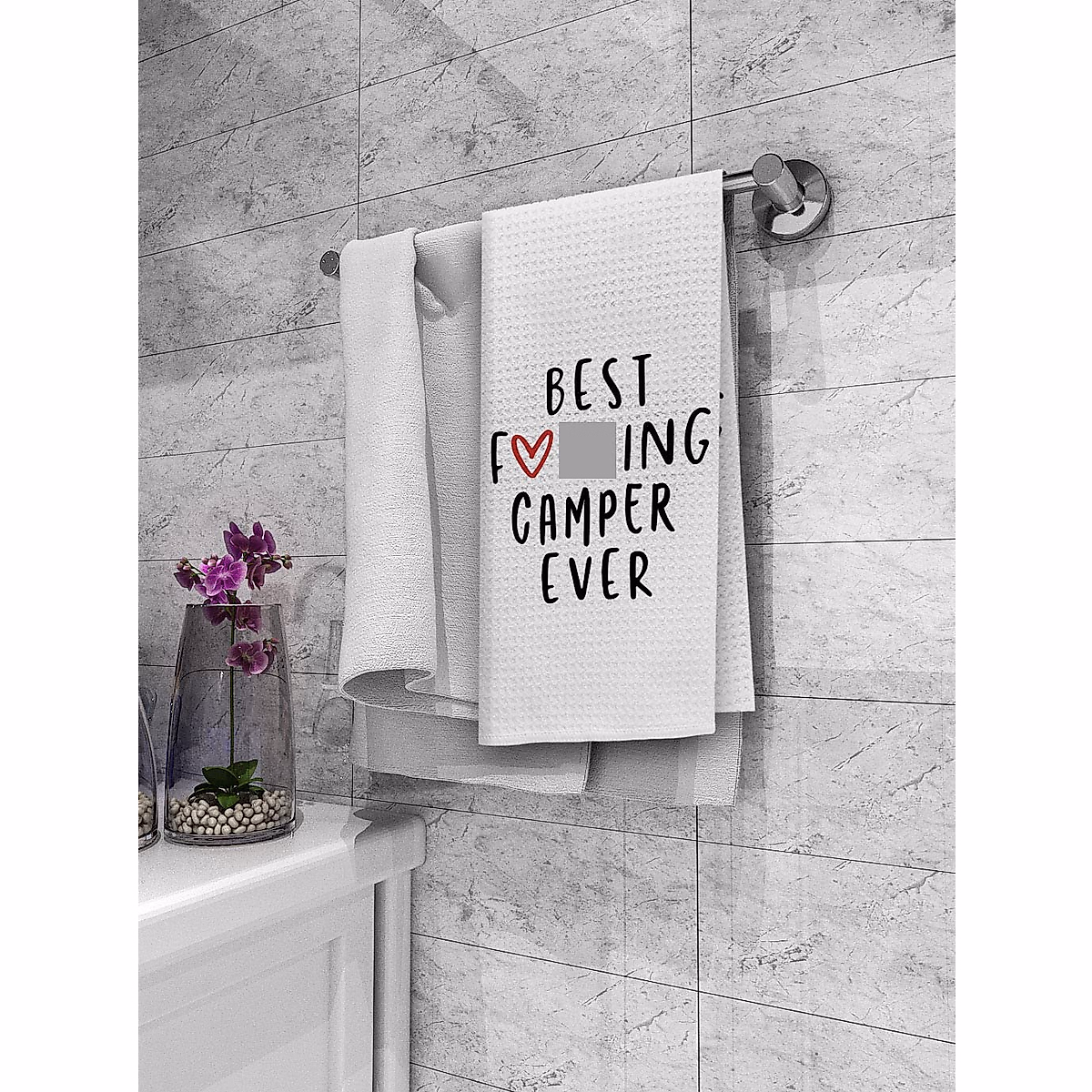 Dibor Best Camper Ever Kitchen Towels Dish Towels Dishcloth,Funny Camping Decorative Absorbent Drying Cloth Hand Towels Tea Towels for Bathroom Kitchen,Campers Gifts