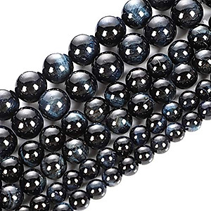 YU Natural Stone Beads Navy Tiger Eye Stone Loose Beads for Jewelry Making Needlework DIY Bracelet Strand 4-12 MM T715 (Color : H7202, Item Diameter : 4mm About 92 pcs)