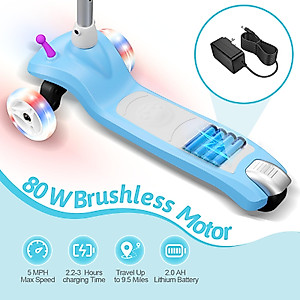 Electric Scooter for Kids Gobazaar, LED Light-up Wheels, 3 Height Adjustable, C-Shaped Handle, Lean-to Steer Design, 3 Wheel Scooter for Kids 2-10Y, Best Children's Gifts