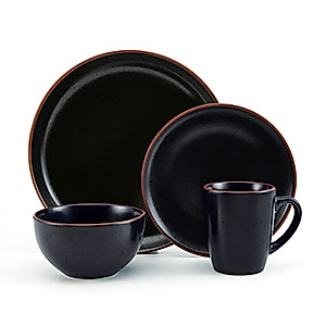 Pfaltzgraff Hunter 16 Piece Dinnerware Set, Service for 4, Black