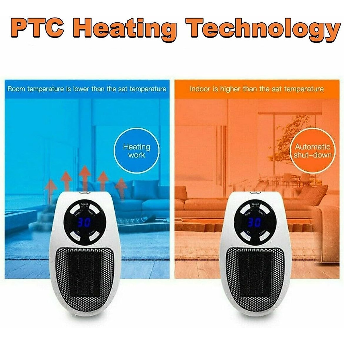 Hupillyur Heat Plug In Heater Electric Space Heater for Bathroom and Small Rooms Low Energy Consumption Blissheat Cozy Heater Portable Compact Whisper Quiet (1 PCS)