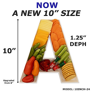 10" Reusable Plastic Box Form Tray Display for Treats, Charcuterie, Cake Pop, Candy, Charcuterie Box, Custom Charcuterie Letters Fillable - Reusable Letter Box - (White Plastic, A)